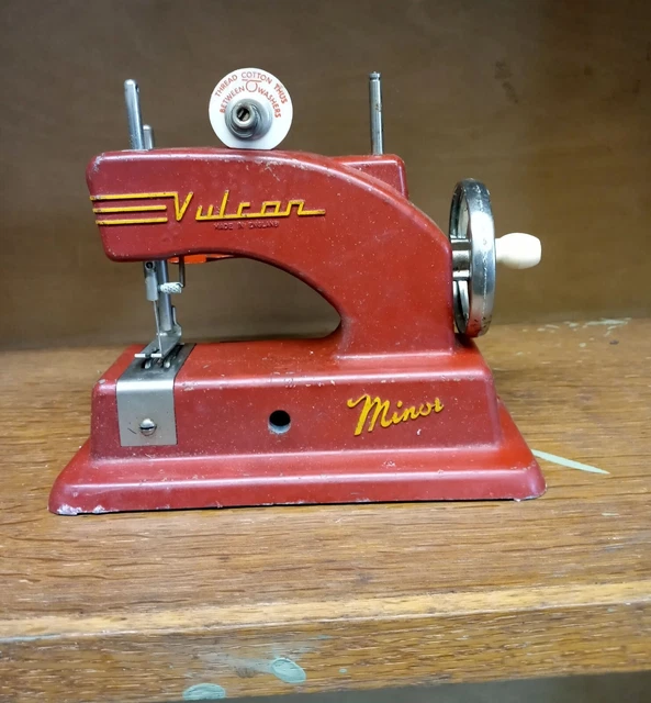 VINTAGE VULCAN MINOR Sewing Machine tin plate childrens toy 1950s £40. ...