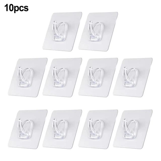 10 NEUF TRANSPARENT Fort Adh sif Porte Mur Cintre Crochets Collant sans Couture EUR 5,81 ...