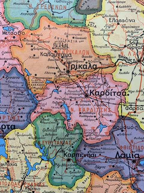 VINTAGE POLITICAL MAP of Greece, School Map Pull down Chart, Classroom ...
