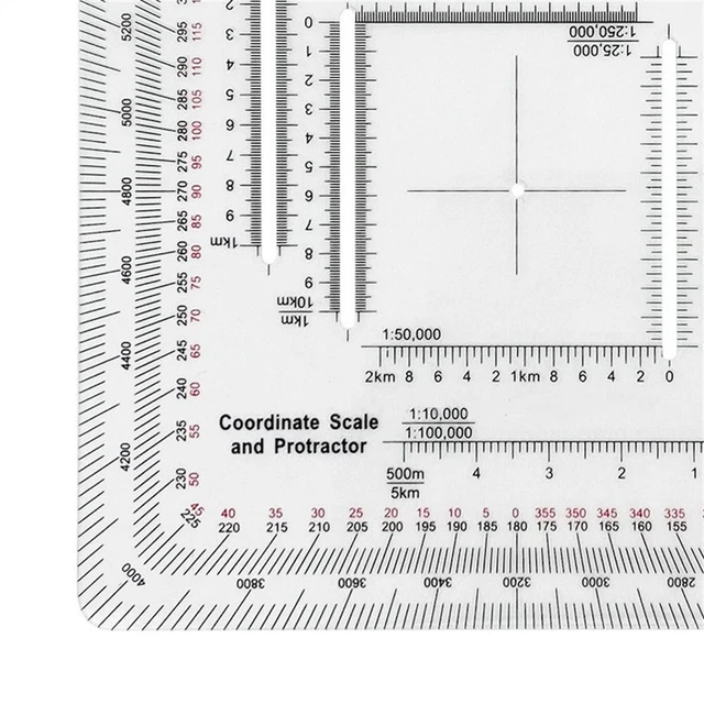 SCALE PROTRACTOR LAND Navigation Protractor Map Protractor Measuring ...
