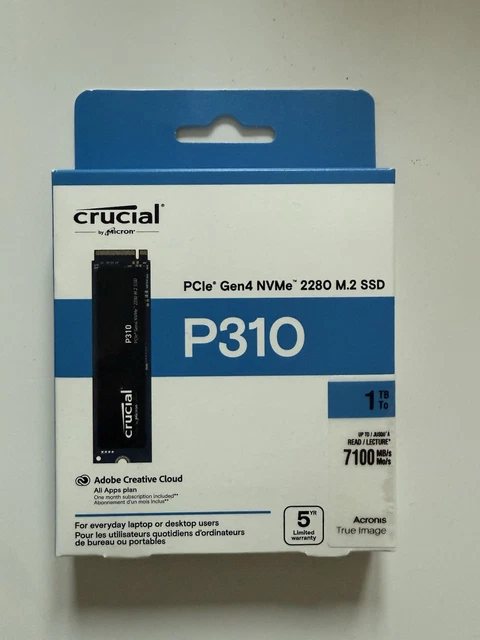 CRUCIAL P310 1TB SSD M.2 2280 NVMe PCIe Gen4 Internal Gaming SSD Up to 7,100MB/s £52.72 ...