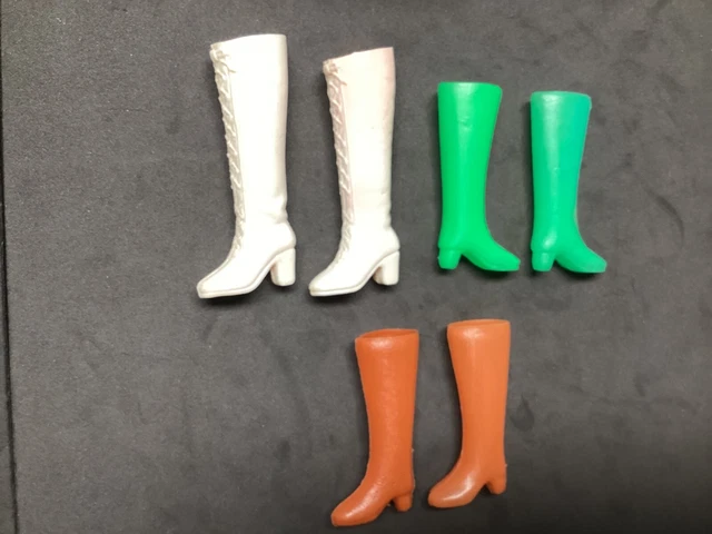 VINTAGE BARBIE 1960S 1970s Mod Era Gogo Faux Lace Up & Regular Boots 3 ...