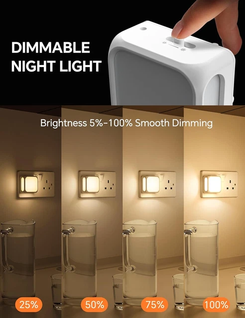 NIGHT LIGHT PLUG in Wall, with Dusk to Dawn Photocell Sensor, 3000K ...