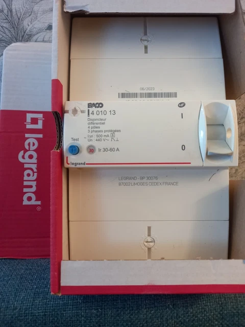 LEGRAND BACO DISJONCTEUR Différentiel Triphasé 30-60A 500Ma Sélectif ...