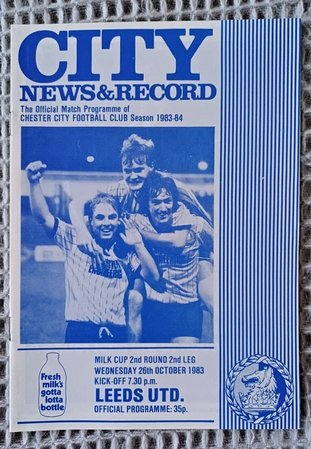 CHESTER CITY V Leeds United. 26th October 1983. Milk Cup Rd 2 Leg 2 ...
