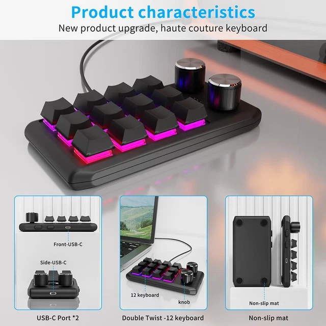 12 KEYS KEYBOARD Ultra-thin DIY Programming Mechanical Keyboard Support' £19.11 - PicClick UK
