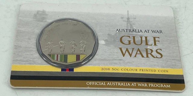 AUSTRALIA AT WAR 2016 2003 09 Gulf Wars 50c cent Coin Coloured Mint ...