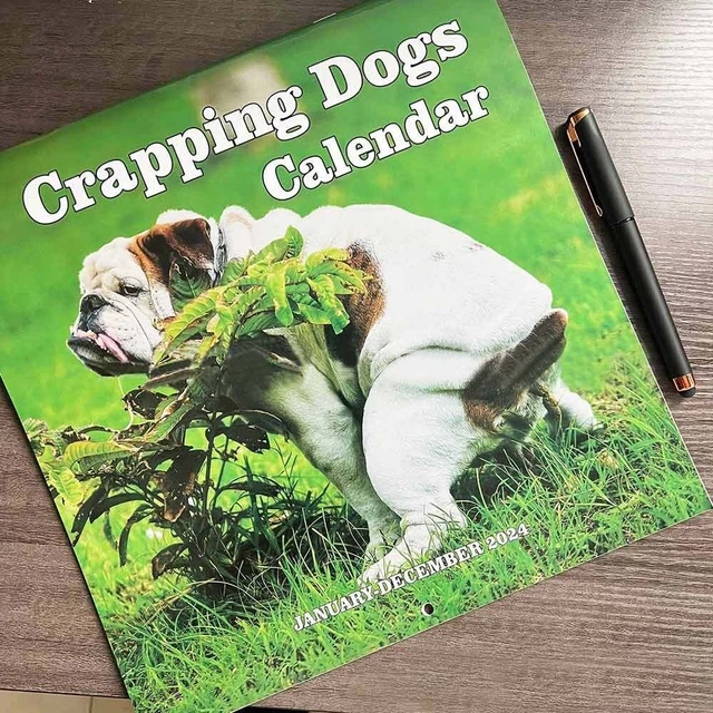 DOGS POOPING IN Beautiful Places 2024 Practical Wall Calendar Funny Dog ...