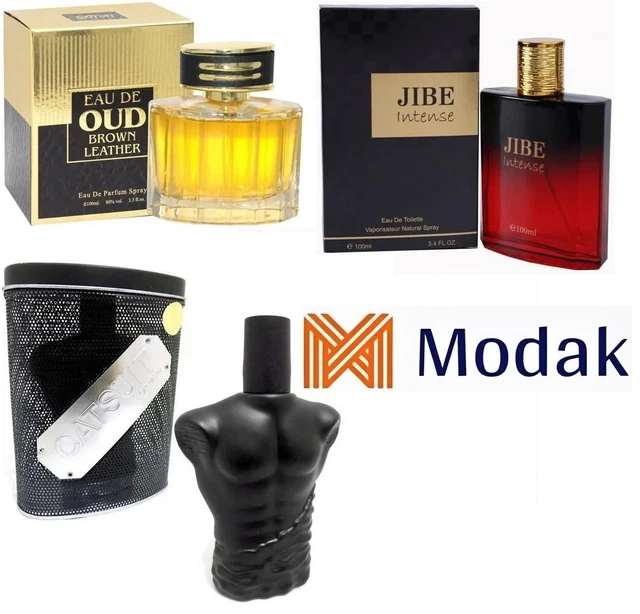 MODAK 3 PACK Mens Perfume Jibe Intense,Eau de Oud Brown, LAMIS CATSUIT ...