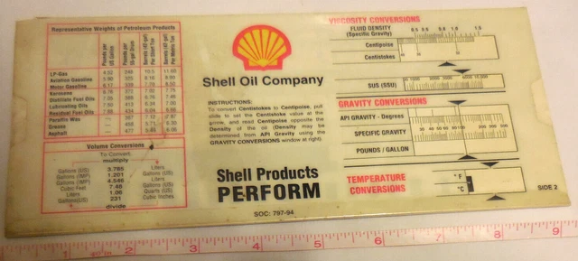 1 SHELL OIL company Conversion Calculator slide Rule,vintage ad gas $16 ...