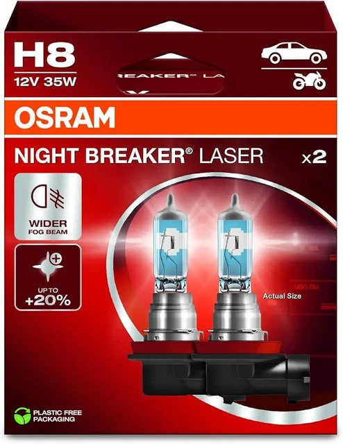 OSRAM NIGHT BREAKER Laser H8 Fog Halogen Headlight Fog Bulbs 64212NL ...