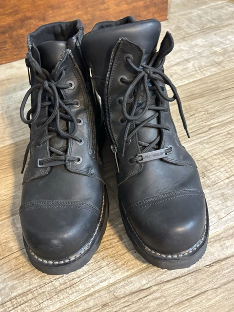 HARLEY-DAVIDSON MENS BONHAM 6” Blacked-Out Motorcycle Boots D93369 Sz ...
