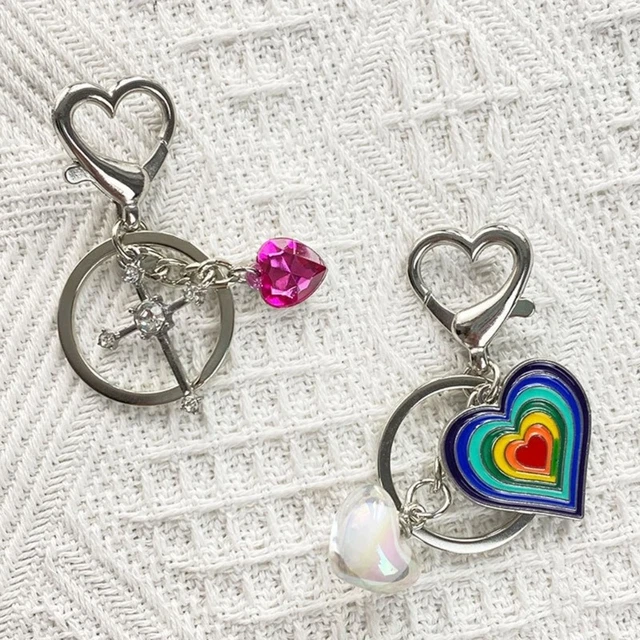 HARAJUKU Y2K DIAMONDS Crossed Ice Penetration Love Rainbow Keychain ...
