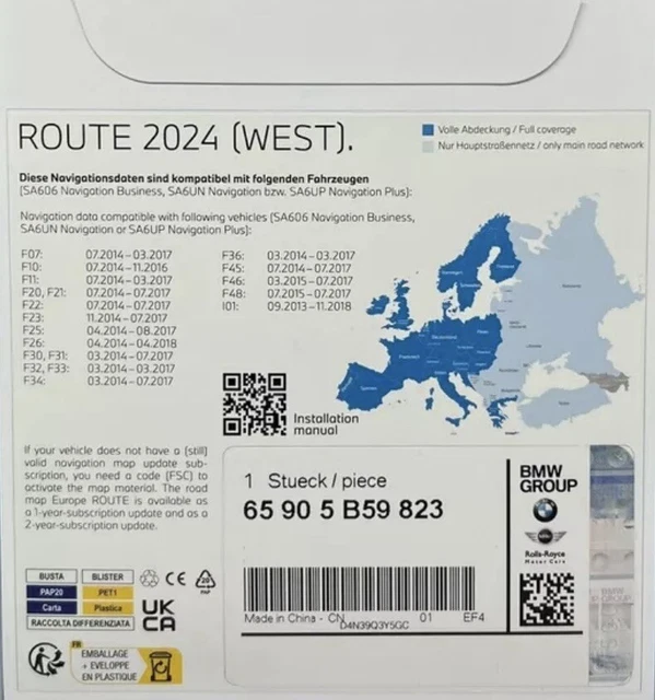 ORIGINAL BMW ROUTE Navi Update Usb Road Map Europe West Route 2024 EUR ...
