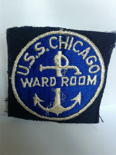 WW2? RARE USS Chicago Ward Room uncut twill anchor patch US Navy EUR ...