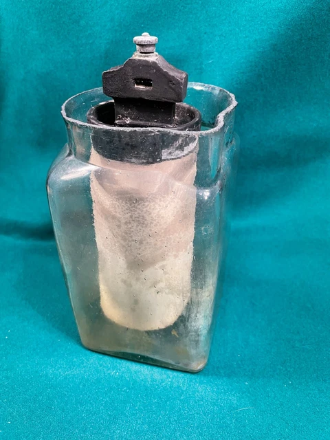 RARE ANTIQUE LECLANCHE Glass Battery Cell with Porous Pot and Carbon ...