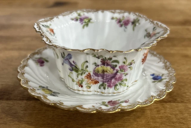 ANTIQUE FRANZISKA HIRSCH Dresden Set Ramekin Cup & Saucer, Hand Painted ...