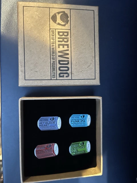 BREWDOG 4 CAN boxed Pin Set OOP (Jet black heart, Dead pony, Punk ...