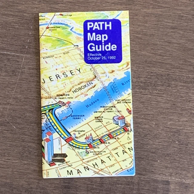 1992 PATH MAP Guide World Trade Center Timetable NY Port Authority ...
