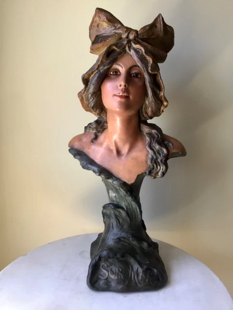 BUSTE ANCIENNE ART Nouveau , en plâtre aux yeux de verre, Sur Mer EUR ...