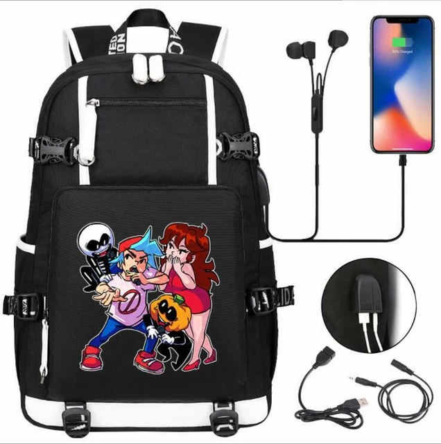 GAME FRIDAY NIGHT Funkin' Backpack Teenagers Schoolbag FNF USB Laptop ...