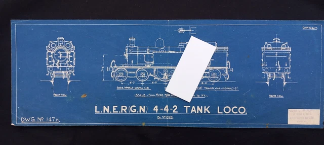 JOHN SKINLEY 00 GAUGE DRAWING 147H LNER (EX GNR) - 4-4-2 TANK ...