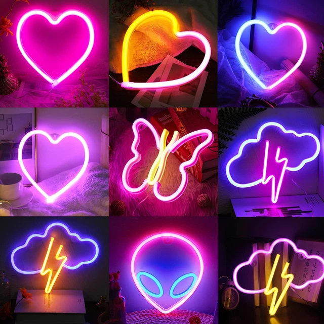 LED NEON SIGN Light Night Lights Wall Hanging Bedroom Home Decor USB ...