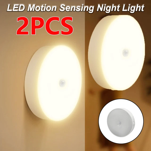 2PCS WIRELESS LED PIR Motion Sensor Light Wall Cabinet Stair Night Lamp ...