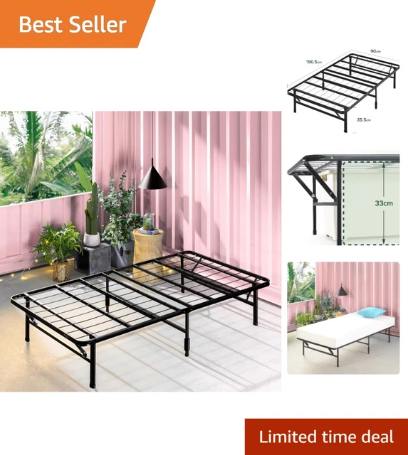ELEGANT FOLDING METAL Bed Frame 3ft – Squeak Resistant with Underbed ...