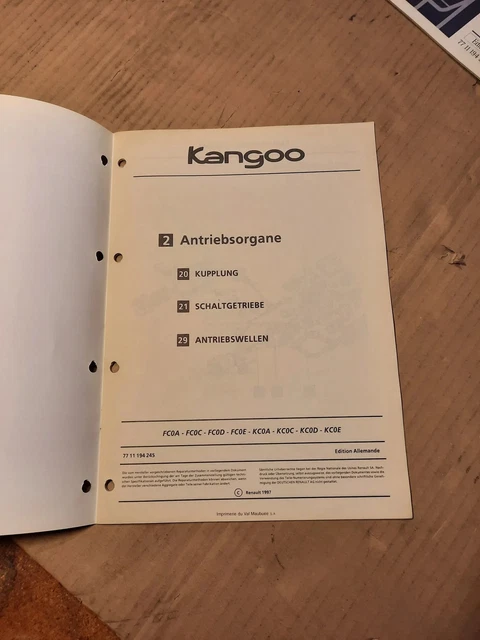 ORIG RENAULT KANGOO Werkstatthandbuch Getriebe Kupplung MR325 ...