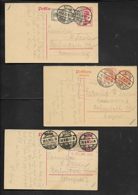 DT. REICH WHOLE Things - 3 postcards with stamp Roda - Kulmbach 1920 £1 ...