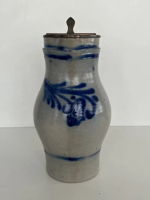 ANCIEN PICHET EN Grès avec couvercle en laiton BETSCHDORF ALSACE ? EUR 49,00 - PicClick FR