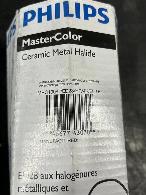 PHILLIPS MASTERCOLOR - (ED28) Ceramic Metal Halide Lamp Bulb New Old ...