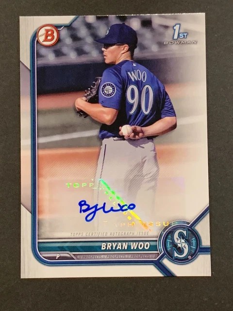 2022 BOWMAN PROSPECT BRYAN WOO #PPA-BW 1° Bowman Autografo MARINERS EUR ...
