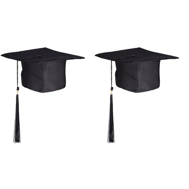 2 PIECES BLACK Caps Graduation and Gown Tassels Hat Student £13.15 ...