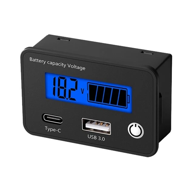 TESTER DI TENSIONE voltmetro digitale auto DC8-30V USB tipo C nero ...