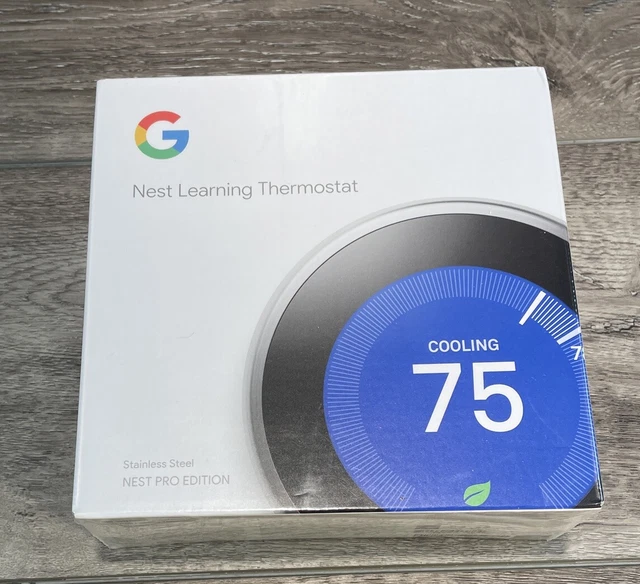 GOOGLE NEST PRO 3rd Gen Learning Thermostat T3008US Stainless Steel ...
