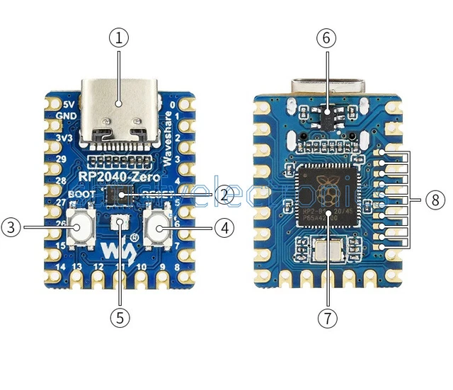 Rp2040 Zero Pico Like Mcu Board Based On Raspberry Pi Microcontroller