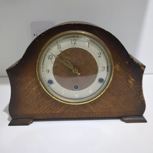 VINTAGE ANVIL MANTLE Clock With Perivale Mechanism. Spares Repairs £18. ...
