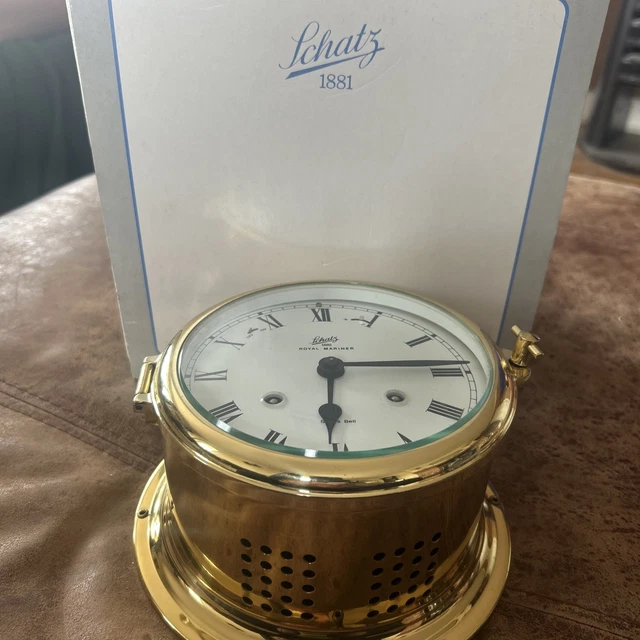 VINTAGE SCHATZ SHIPS Clock royal Mariners 1881 Ships Bell Brass ...