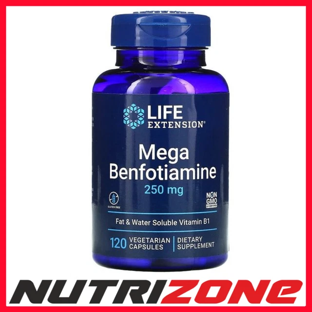 LIFE EXTENSION MEGA Benfotiamine 250mg Fat & Water Soluble Vitamin B1 ...