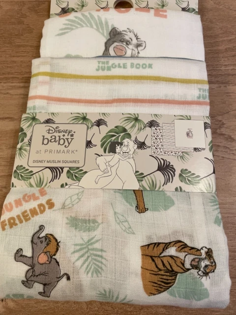DISNEY THE JUNGLE Book animals baby muslins squares cloths x 3 NEW £9. ...