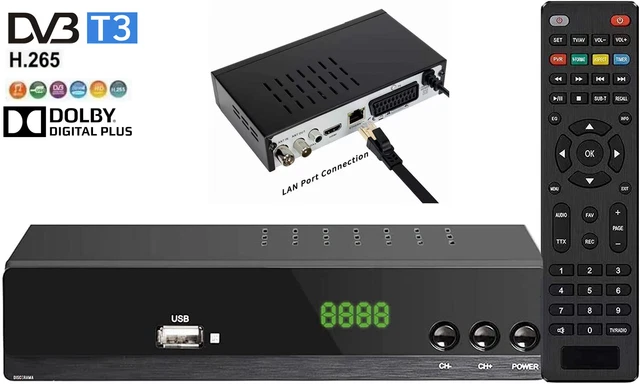 DVB-T2 DECODER DIGITALE Terrestre Con Telecomando Hdmi Ethernet Presa Scart 2022 EUR 37,90 ...