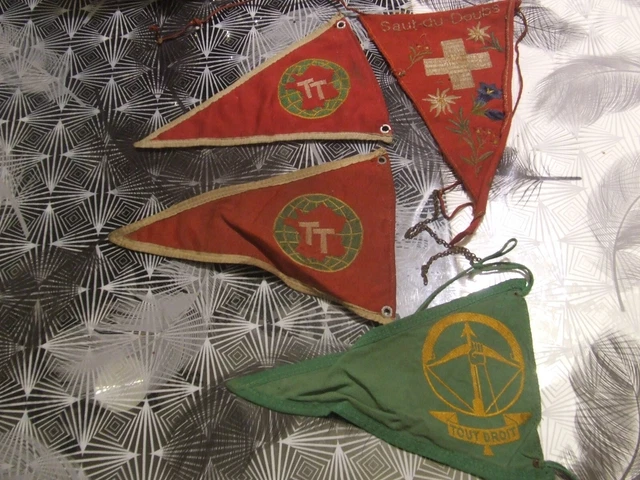 4 PETIT FANION scout de France flag insigne scoutisme militaire no ...