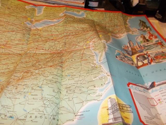 1956 AMERICAN AIRLINES System Map Vintage Route Map £19.22 - PicClick UK