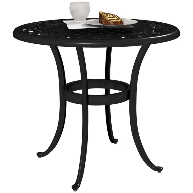 OUTSUNNY 60CM ROUND Garden Table, Outdoor Hollow Top Design Side Table ...
