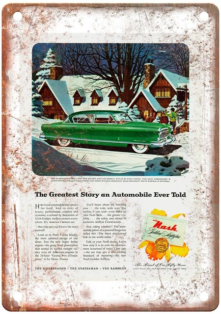 VINTAGE 1952 NASH Automobile Ad Retro Look Reproduction Metal Sign ...