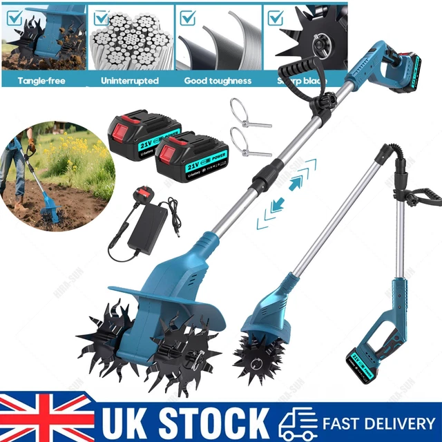 21V CORDLESS CULTIVATOR Rotavator Tiller Garden Allotment Veg Patch ...