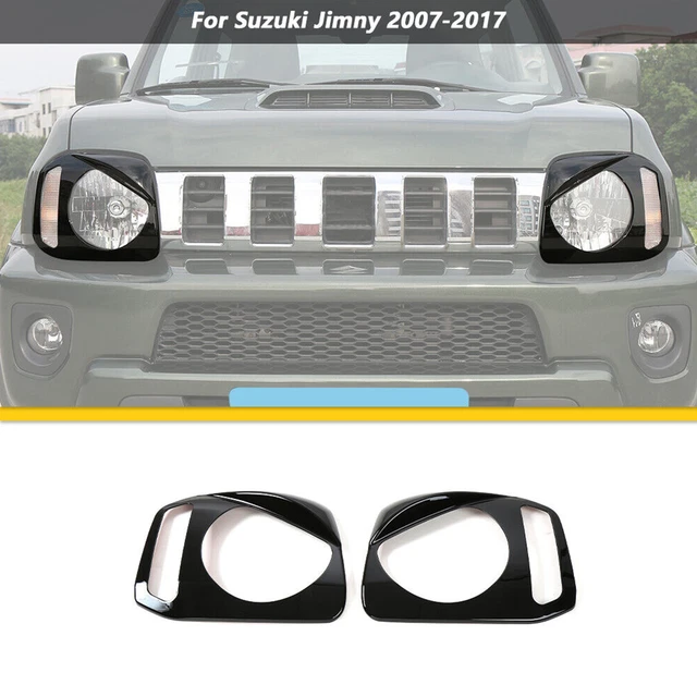 BLACK FRONT HEADLIGHT Lamp Trim Cover Angry Eye Style For Suzuki Jimny ...