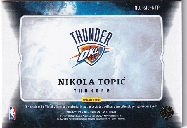 2024-25 PANINI ORIGINS NBA No. RJJ-NTP Nikola Topic Rookie Jumbo Patch ...